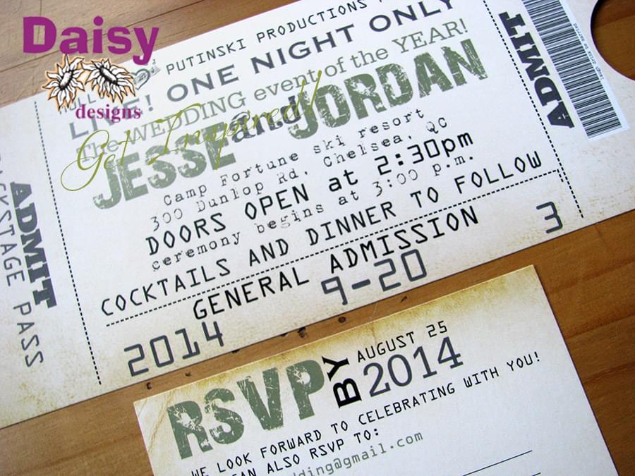 Concert Ticket Wedding Invitation by Daisy Designs