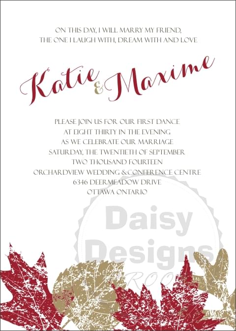Grunge Leaves Wedding Invitations by Daisy Designs