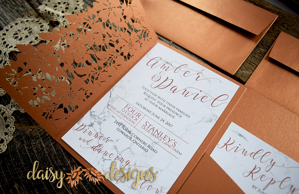 Elegant Laser Cut Wedding Invitations by Daisy Designs