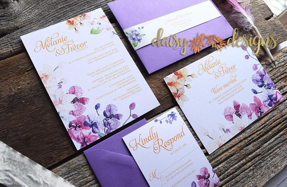 Orchid Field Wedding Invitations by Daisy Designs