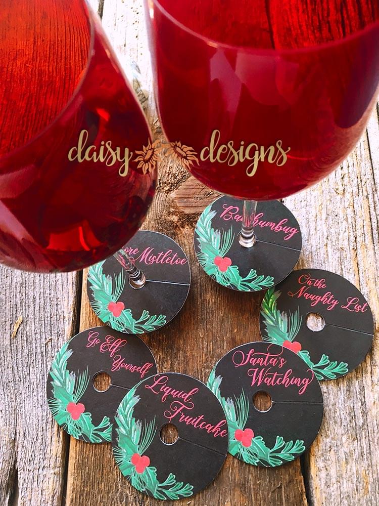 Holiday Wine Glass Tags by Daisy Designs of Ottawa
