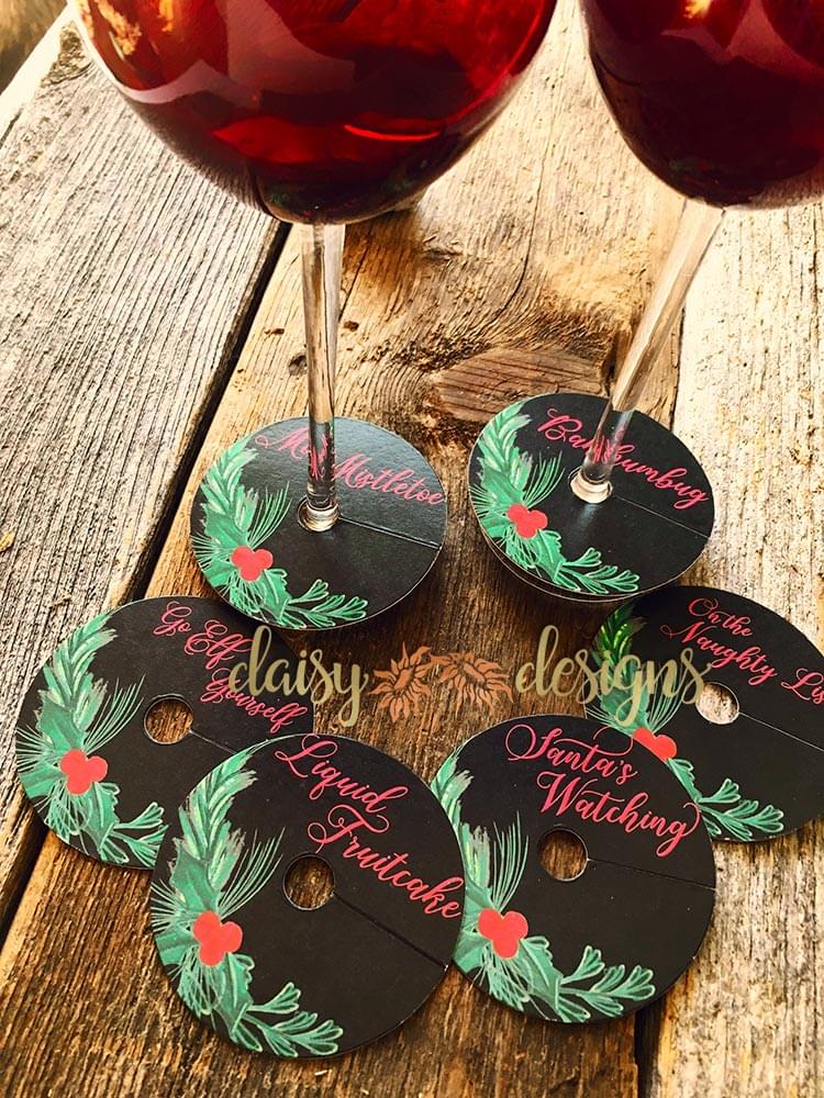 Holiday Wine Glass Tags by Daisy Designs of Ottawa