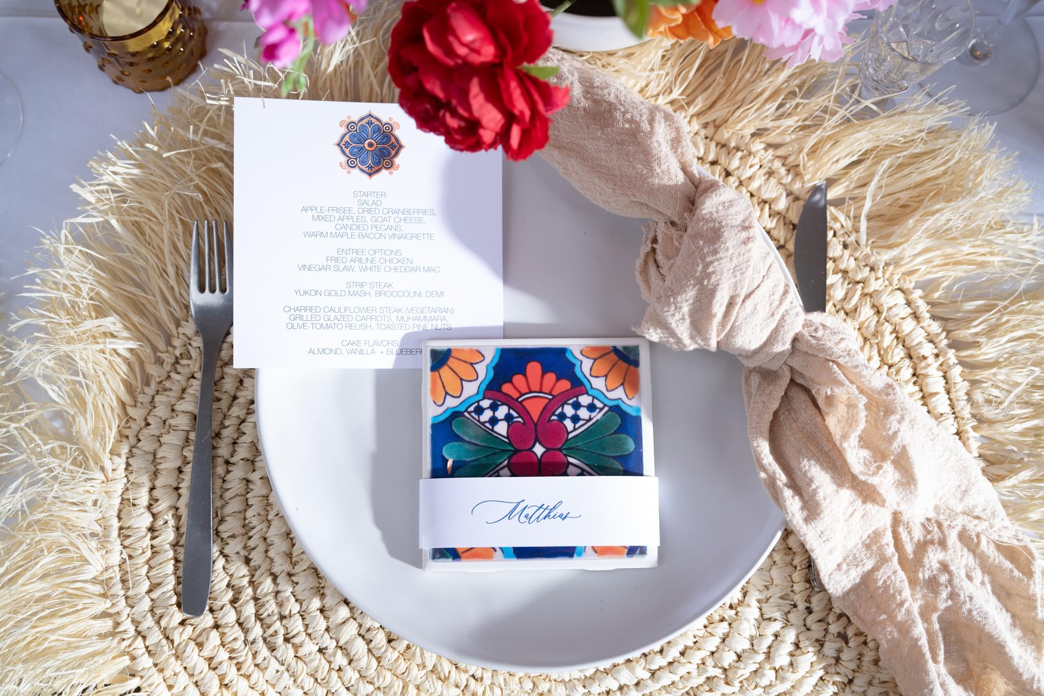 Talavera Tile Menus and Table Numbers by Daisy Designs
