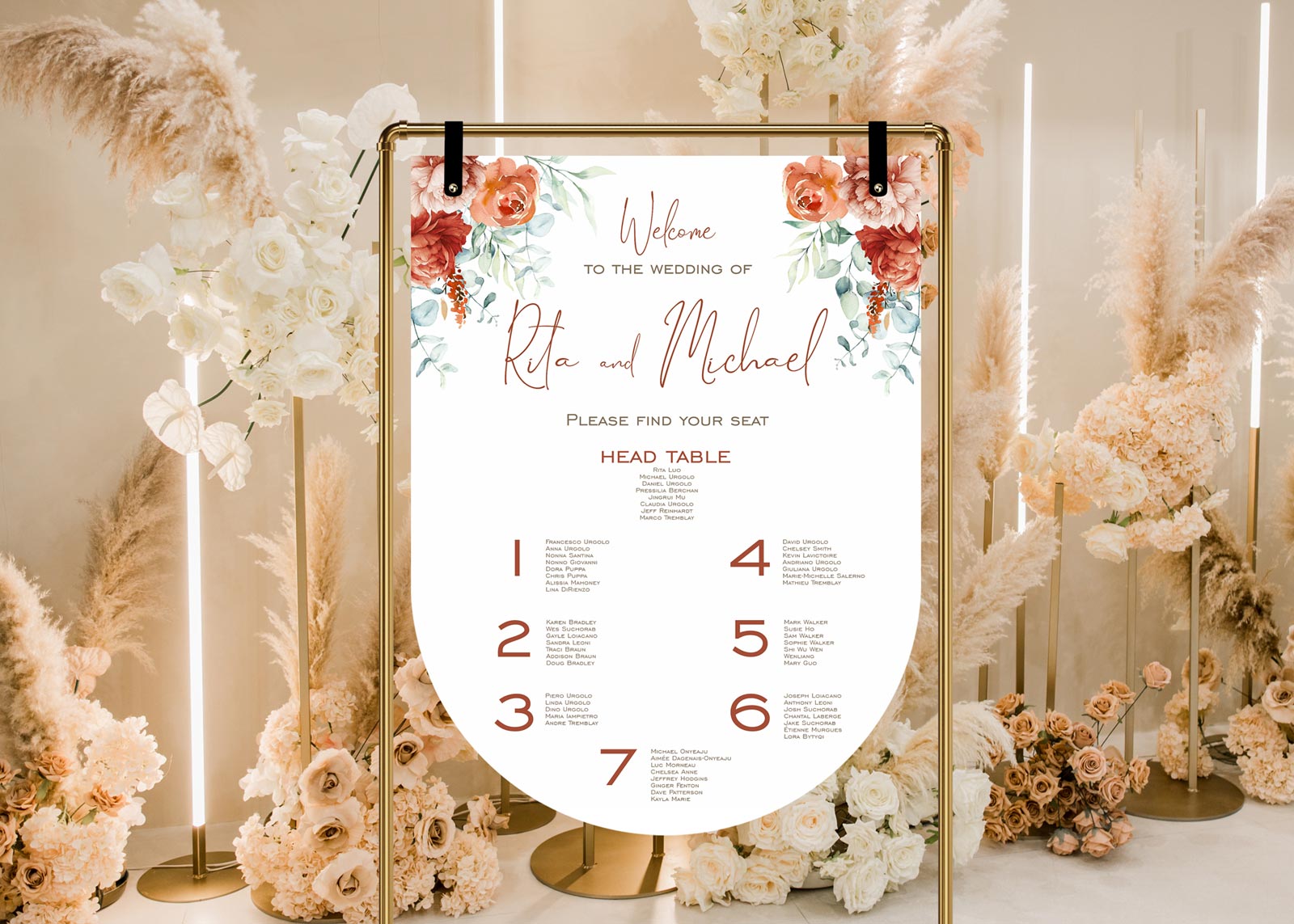 Upside Down Arch Seating Chart by Daisy Designs of Ottawa