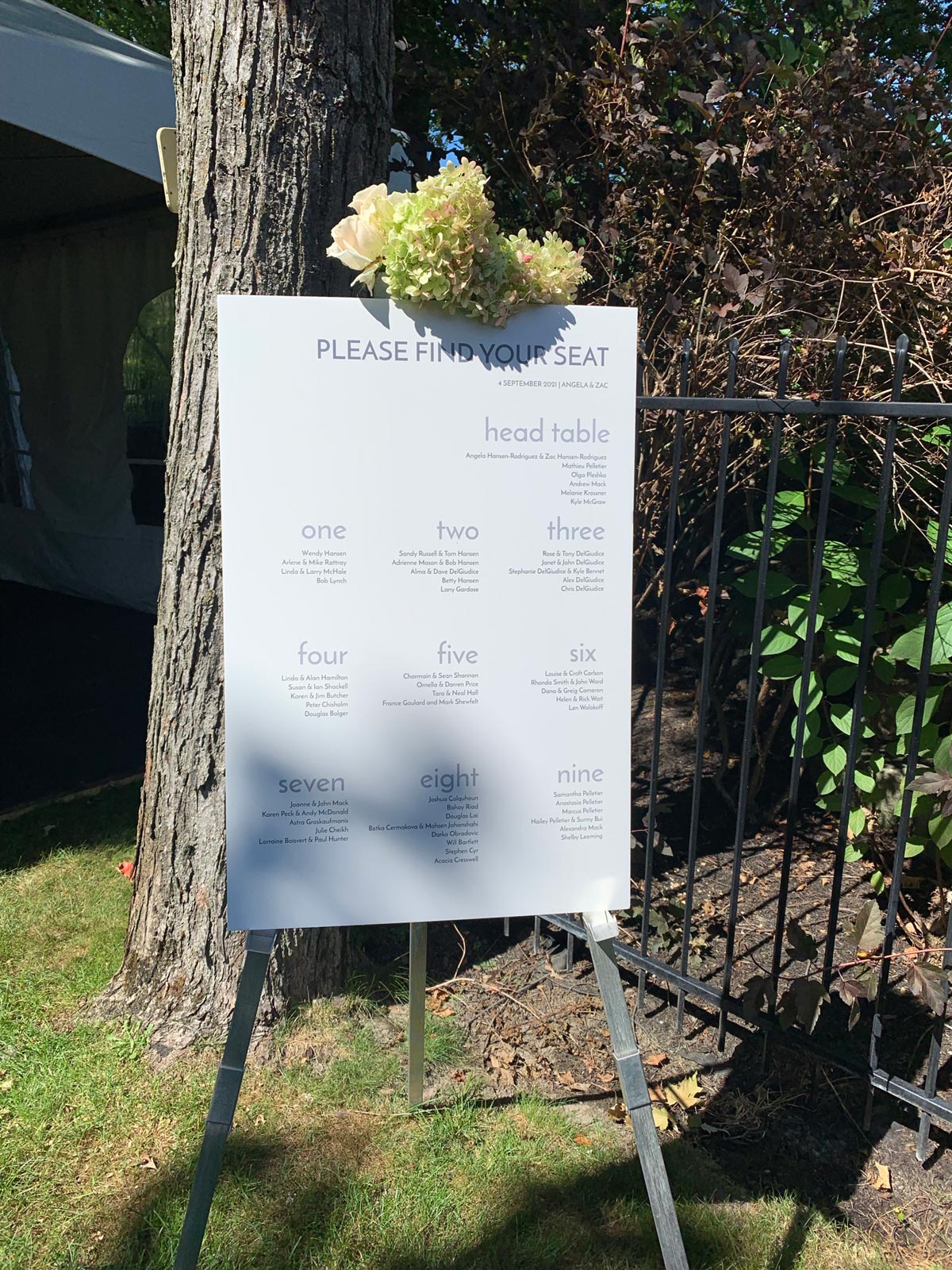 Simple Seating Chart by Daisy Designs of Ottawa