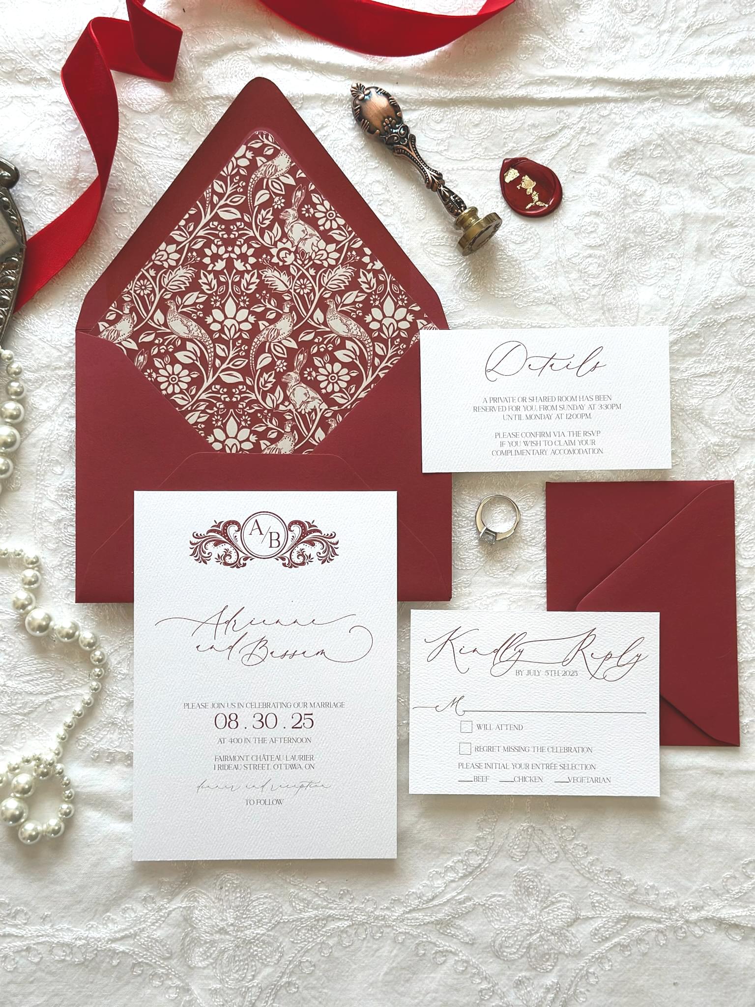 Pheasant and Hare Wedding Invitations by Daisy Designs